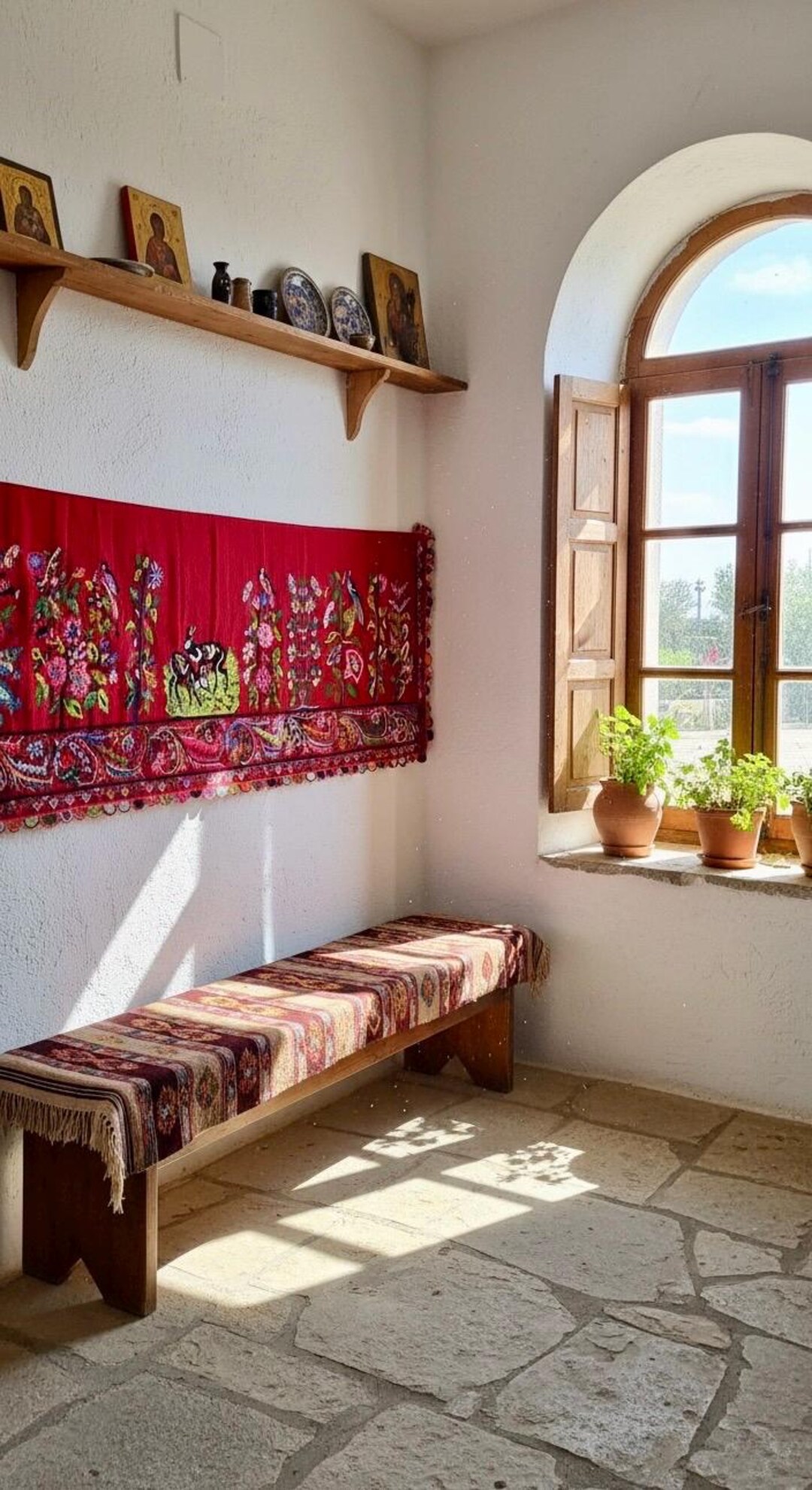 Large Greek Woven Wall Hanging – Handmade Loom Tapestry With Figural ...