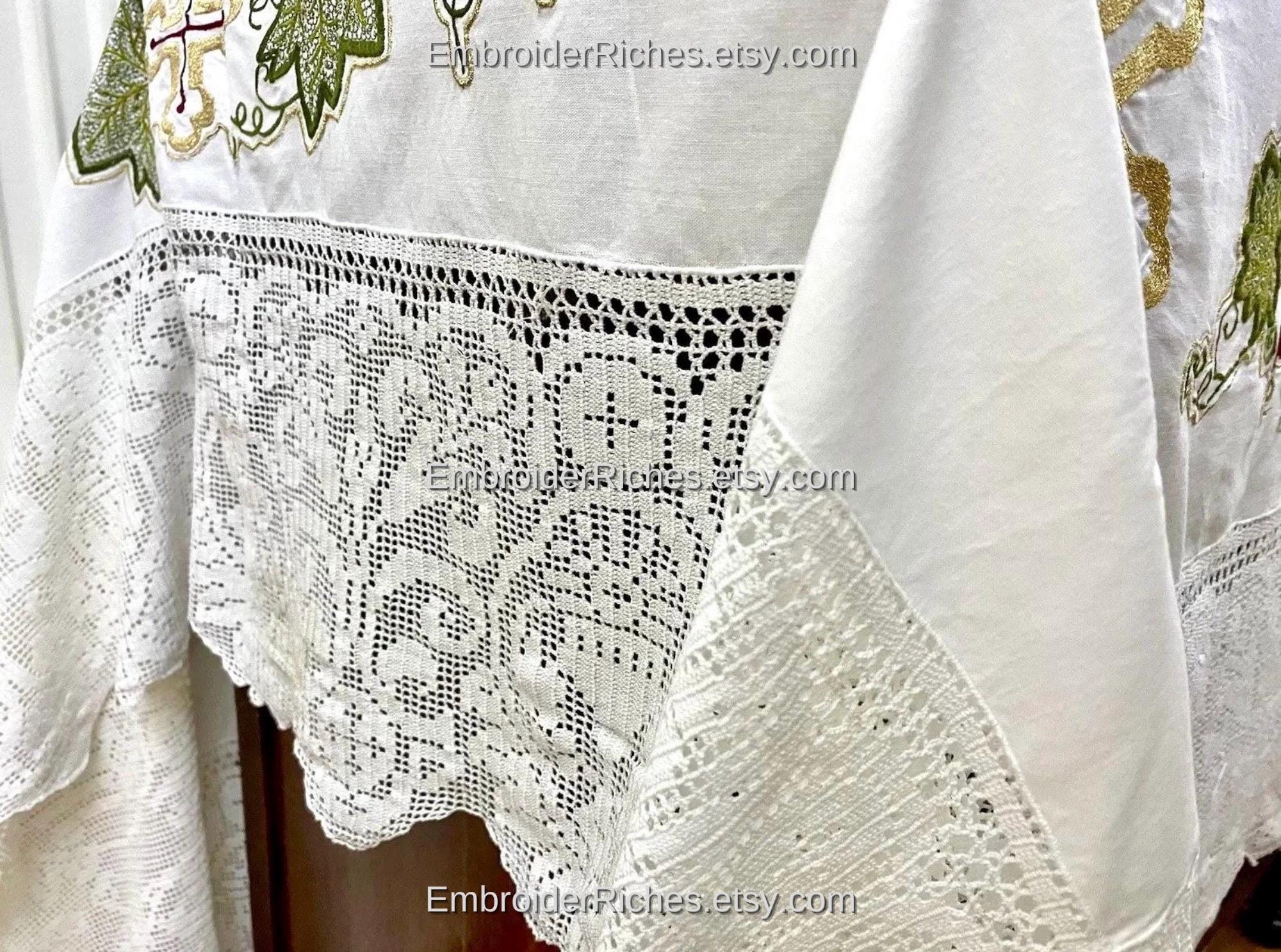 Hand-embroidered Linen Altar Cloth: Religious Christian Communion Table ...