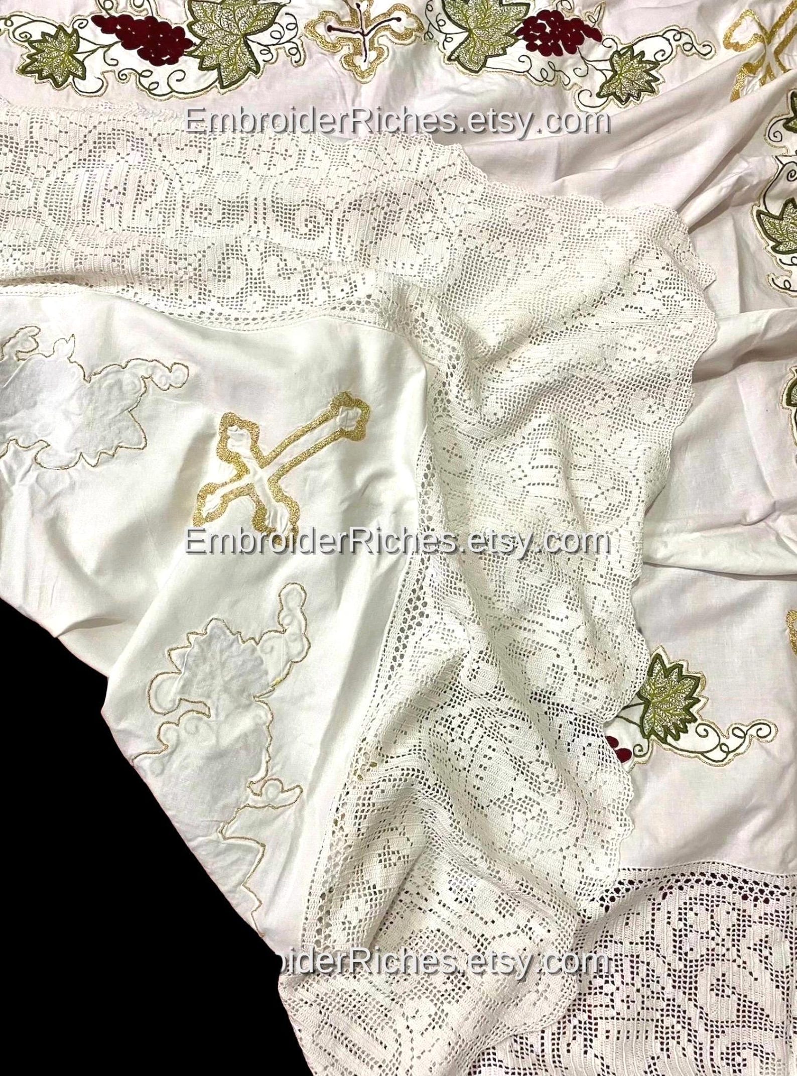 Hand-embroidered Linen Altar Cloth: Religious Christian Communion Table ...