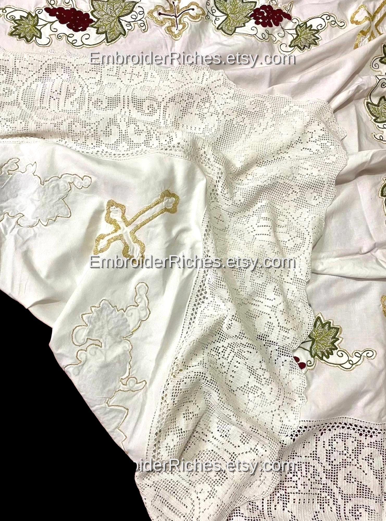 Hand-embroidered Linen Altar Cloth: Religious Christian Communion Table ...