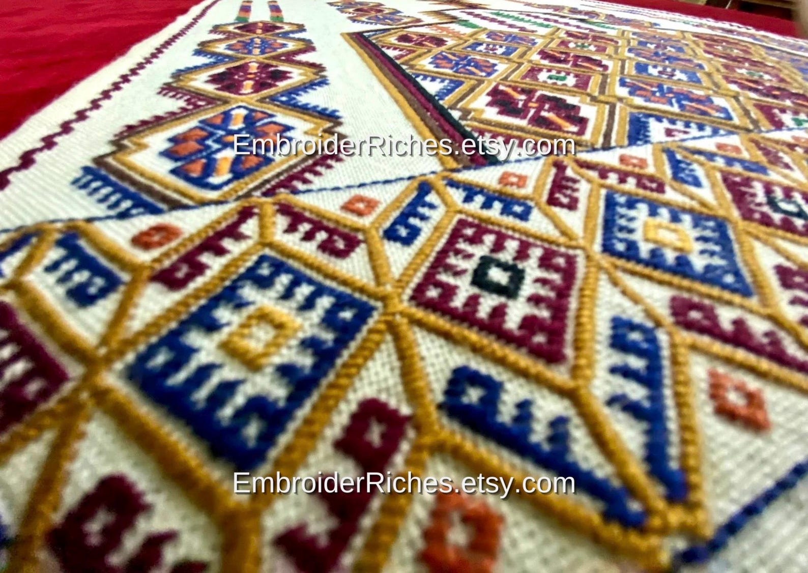Cretan Embroidery Table Runner, Vintage Greek Handmade Embroidered ...