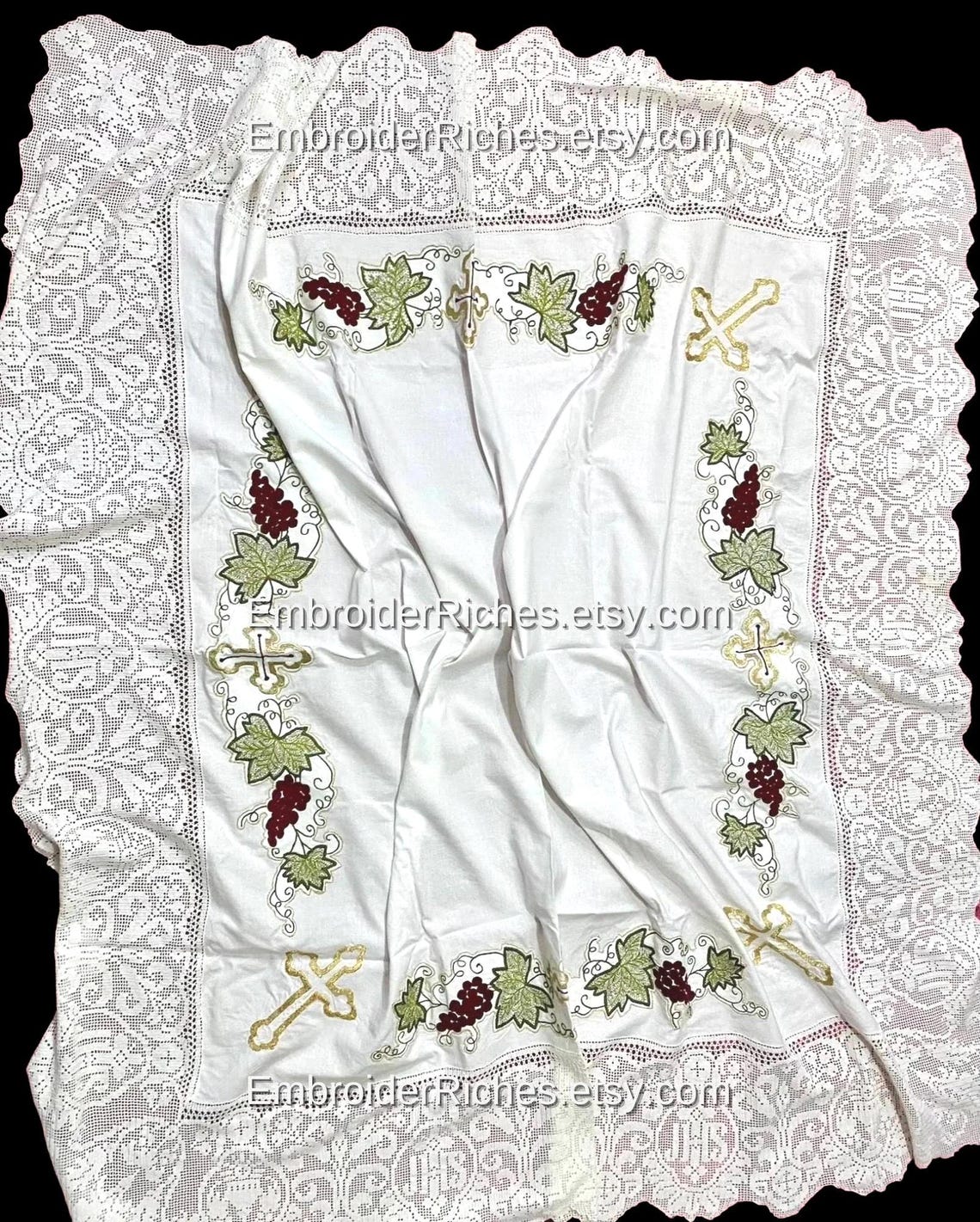 Hand-embroidered Linen Altar Cloth: Religious Christian Communion Table ...