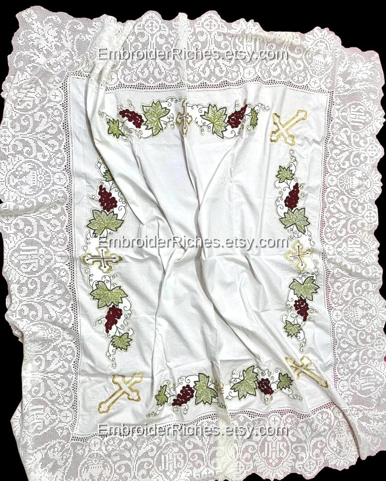 Hand-embroidered Linen Altar Cloth: Religious Christian Communion Table ...