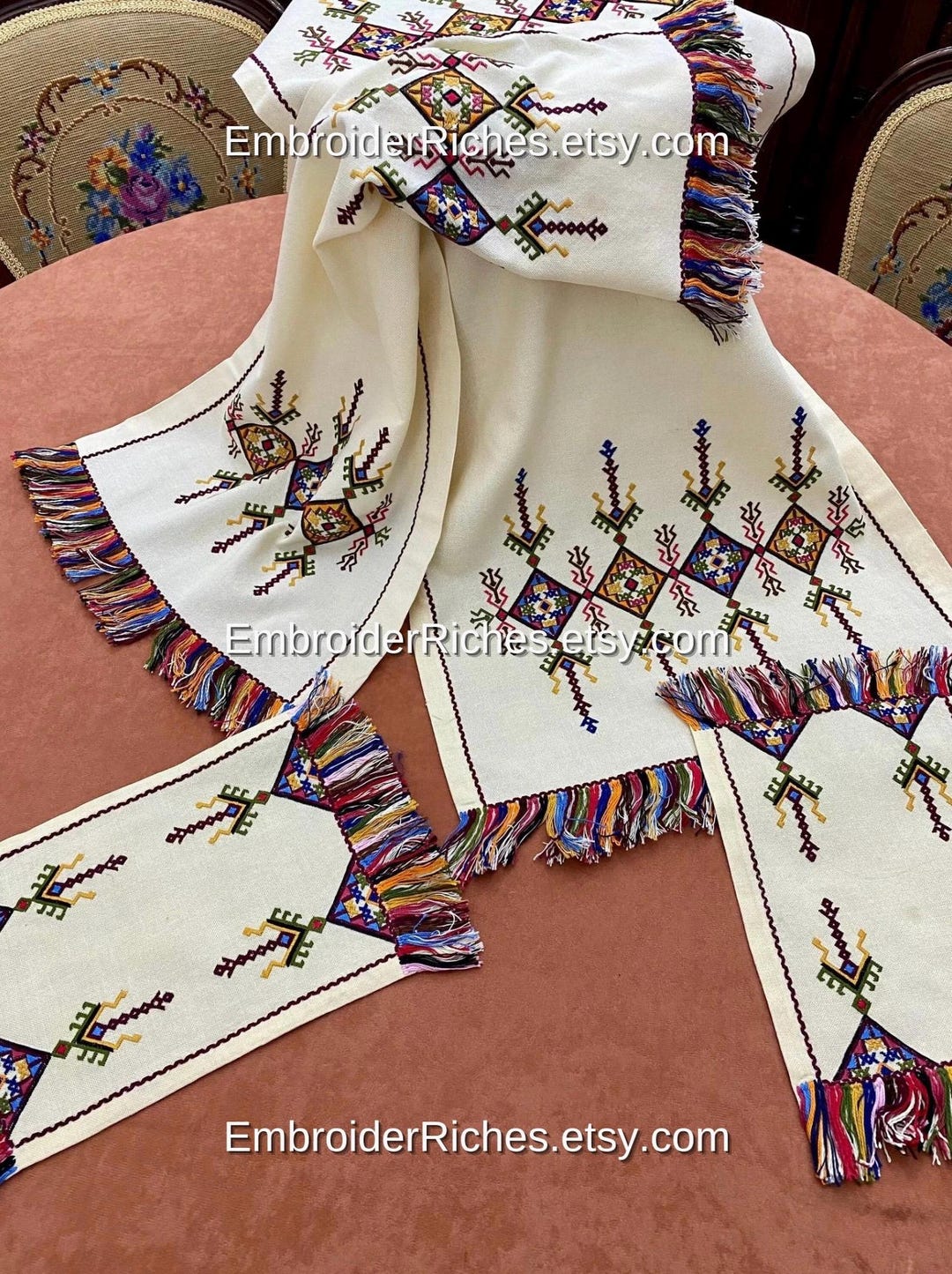 Folk Cretan Hand Embroidery Set, Vintage Ethnic Decorative Embroideries ...