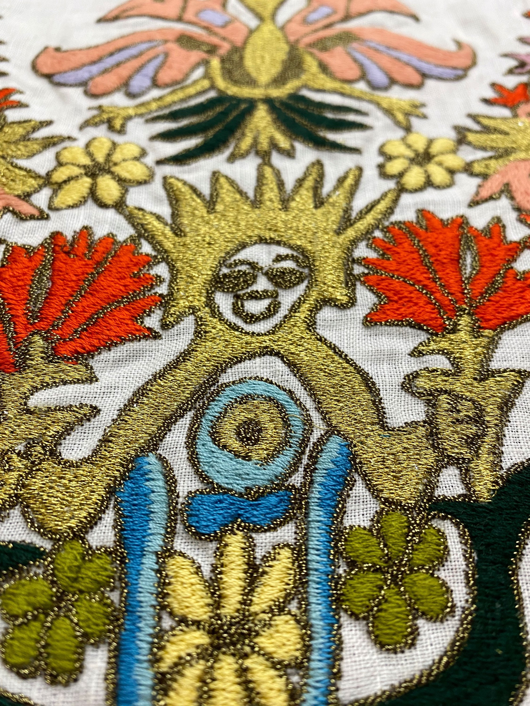 Handmade Embroidered White Linen Table Runner, Mermaid and Double ...