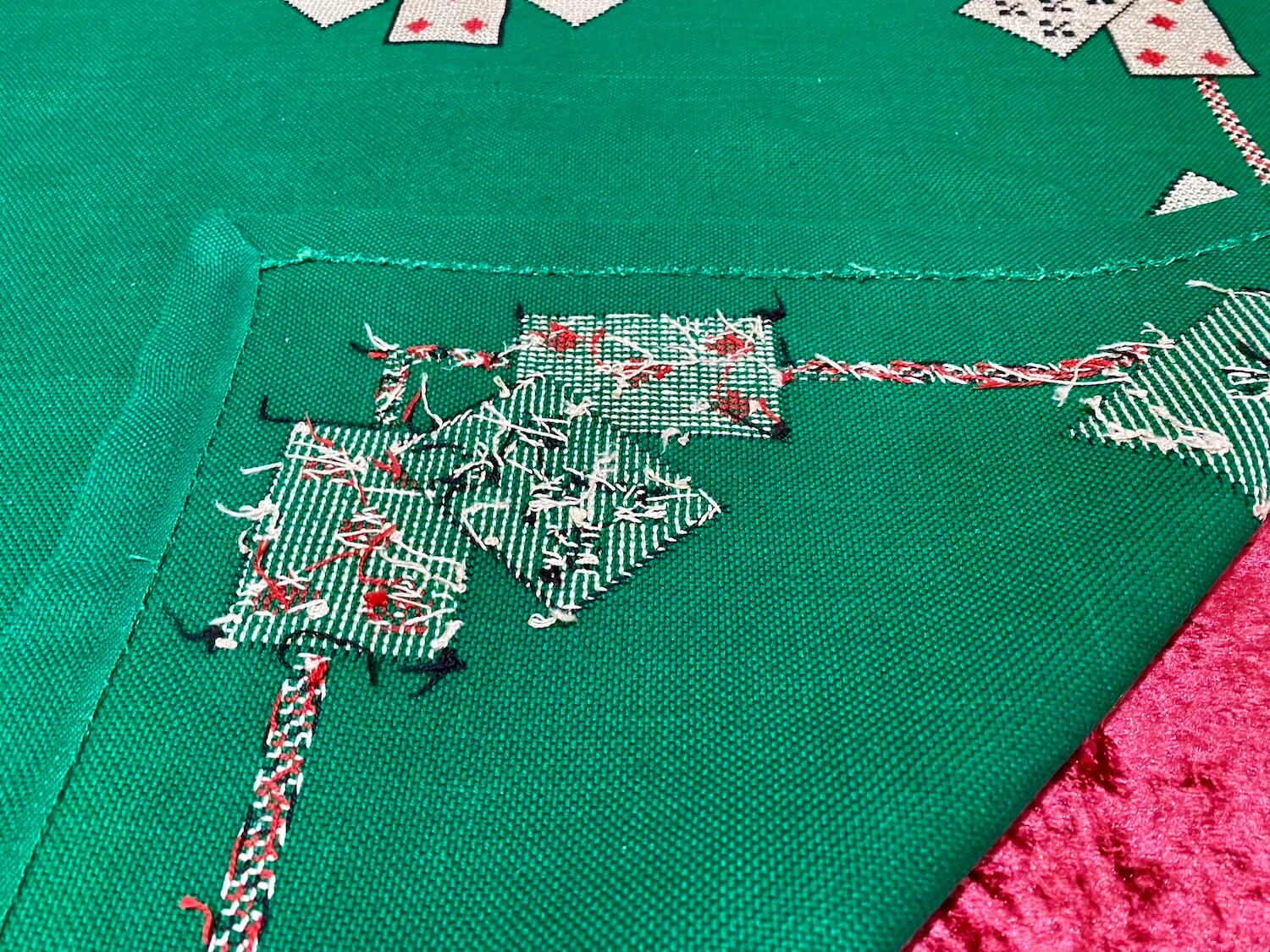 Emerald Handmade Game Card Table Cover, Green Embroidered Poker ...