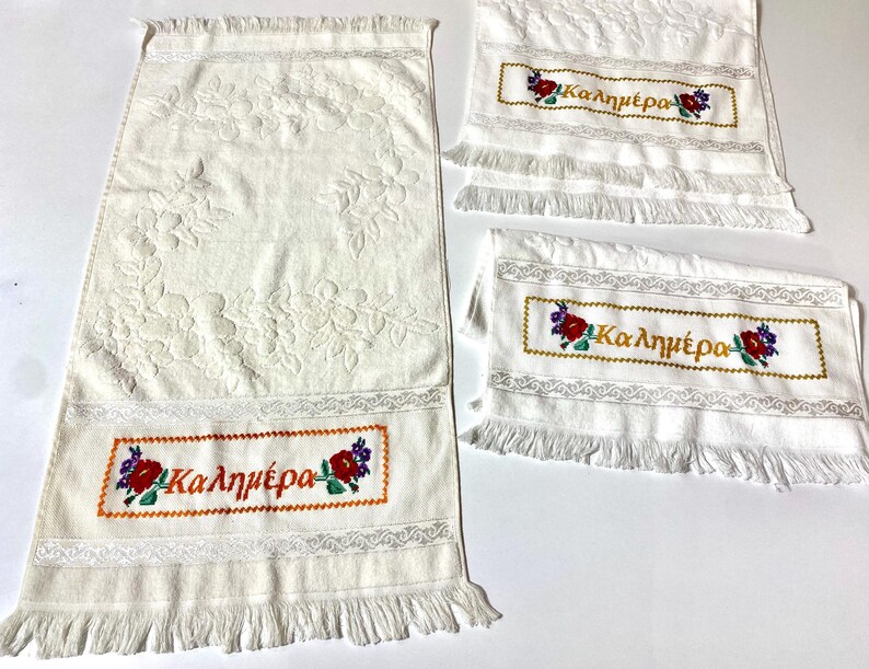 Kalimera Handmade Greek Towel, Embroidery Decorative Towels ...