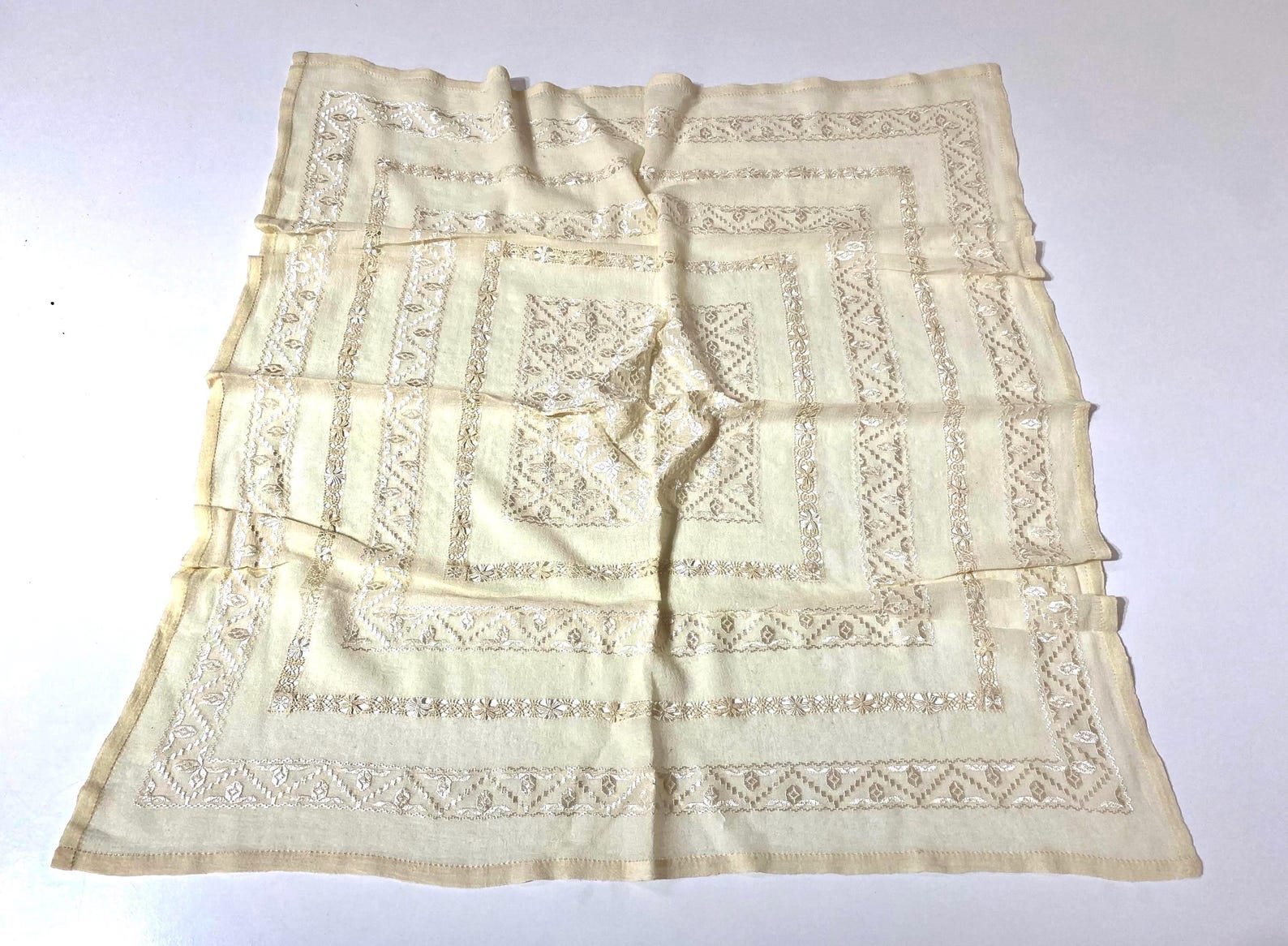Greek Silk Dowry Embroidery, Handmade Needlework White Heirloom, Greece ...