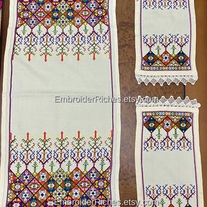 Greek Cretan Handmade Embroidery Set, Folklore Embroidered Textiles ...