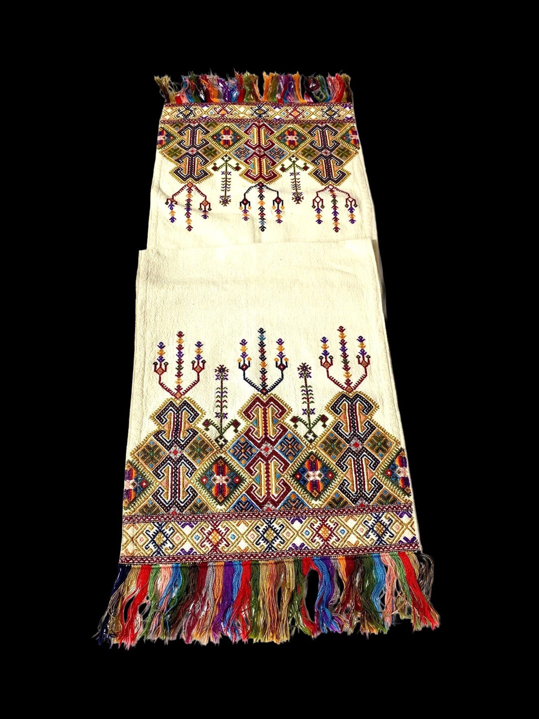 Greek Cretan Hand Embroidery Runner: Handmade Folk Island Decor - Etsy