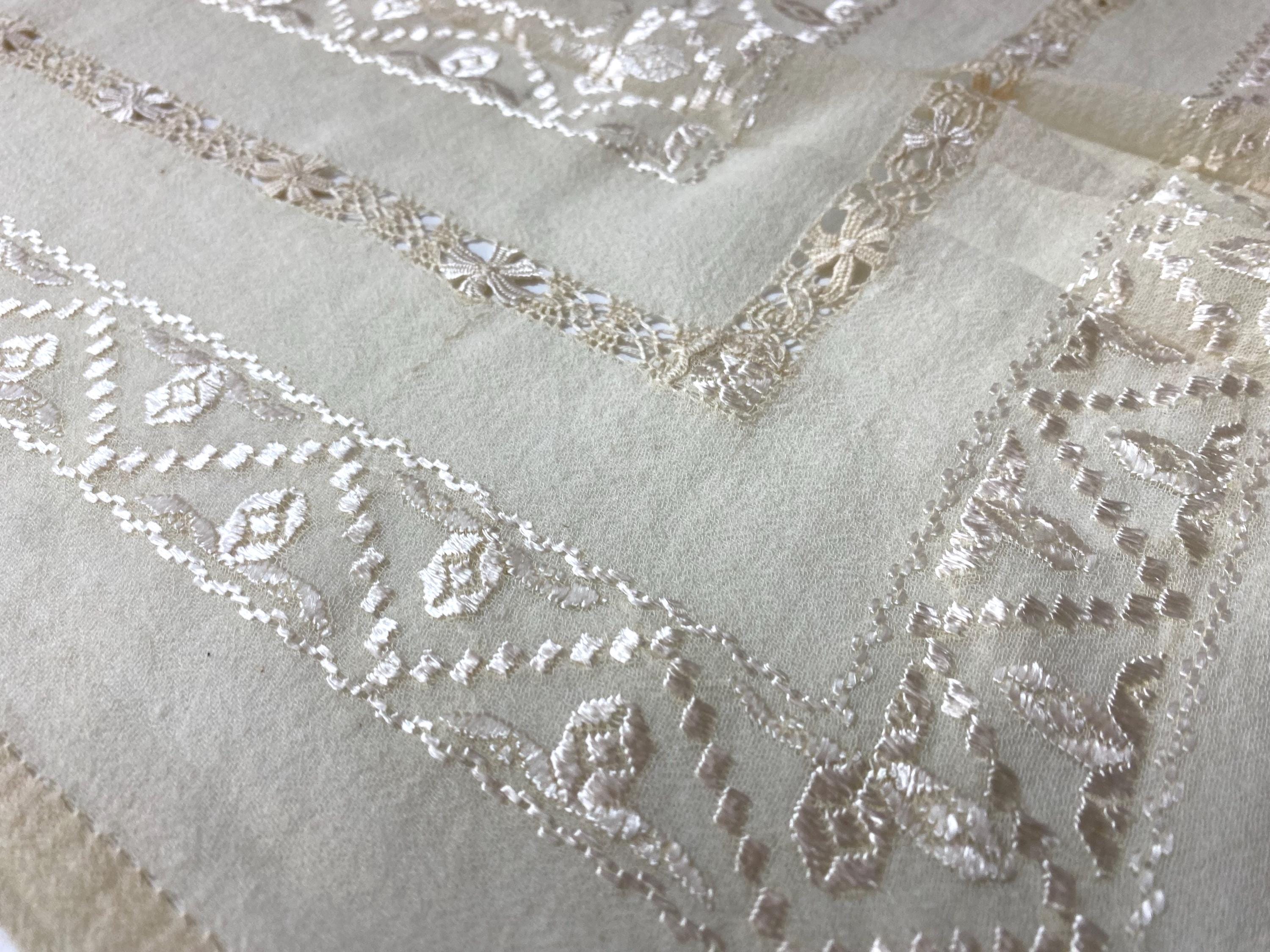 Greek Silk Dowry Embroidery, Handmade Needlework White Heirloom, Greece ...