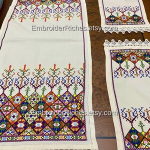 Greek Cretan Handmade Embroidery Set, Folklore Embroidered Textiles ...