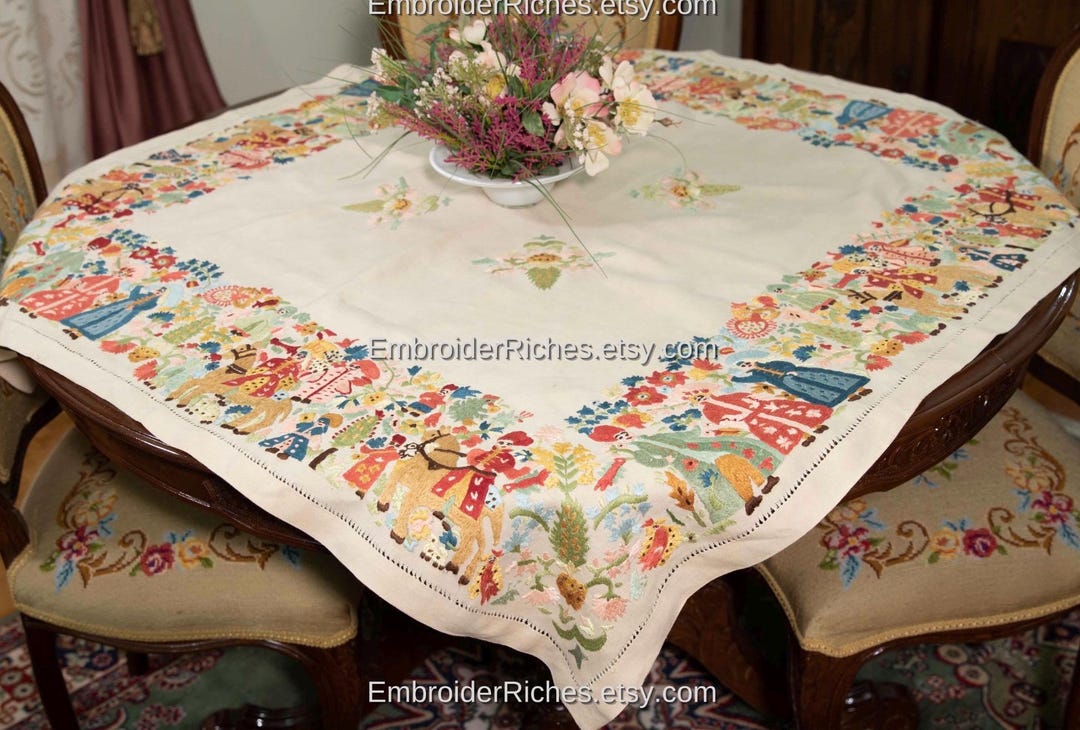 Epirus Wedding Hand-embroidered Tablecloth "Η Γαμήλια Πομπή ...