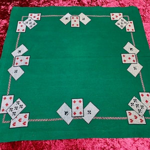 Emerald Handmade Game Card Table Cover, Green Embroidered Poker ...