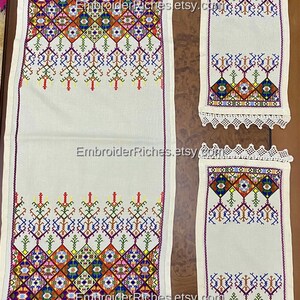 Greek Cretan Handmade Embroidery Set, Folklore Embroidered Textiles ...