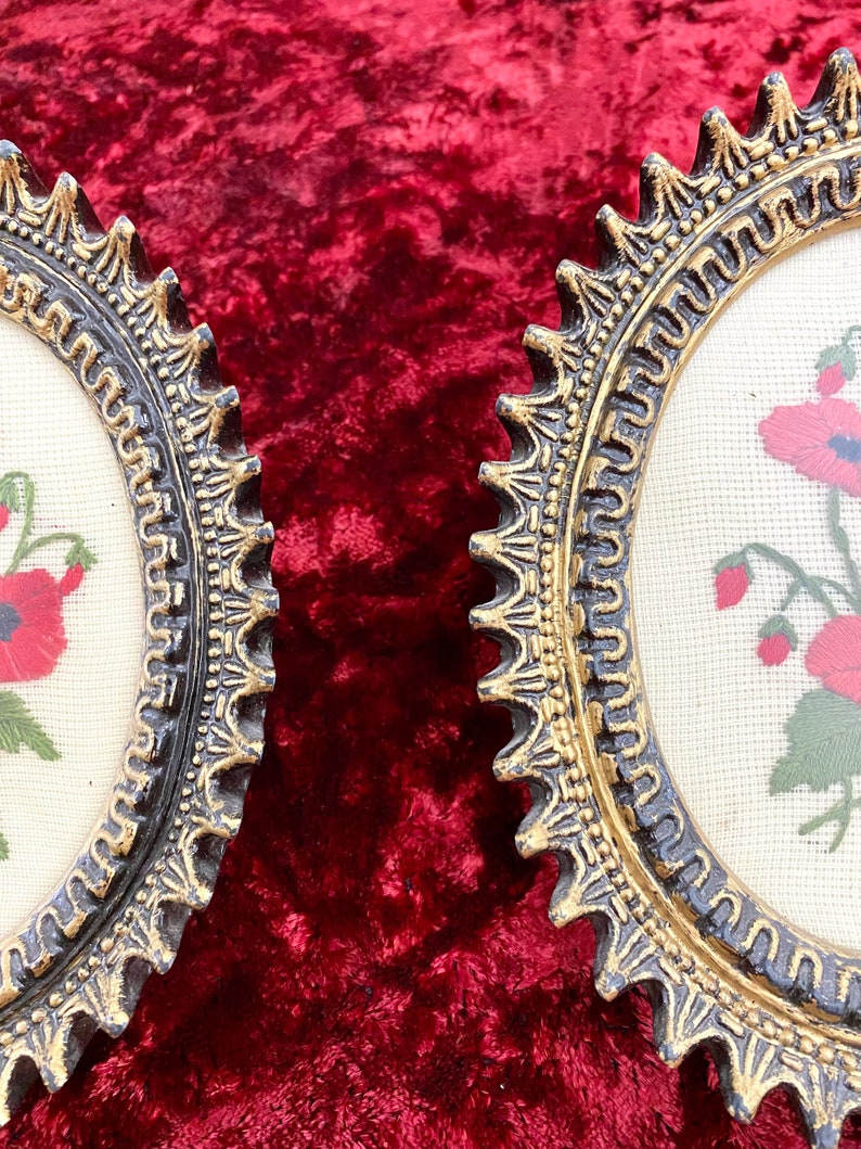 Antique Embroidered Frames, Vintage Handmade Wall Frame Set, Victorian ...