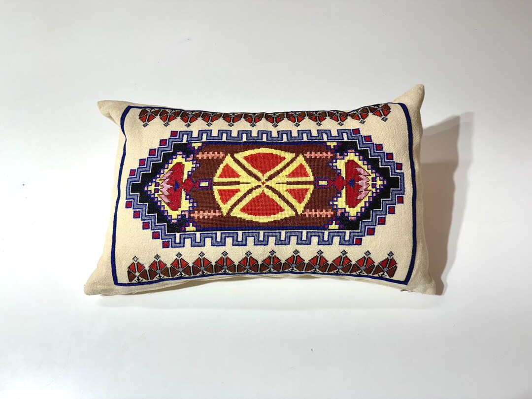 Handmade Greek Embroidery Pillow Cover: Traditional Cretan Design - Etsy