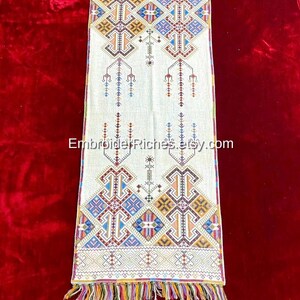 Handmade Folk Art Cretan Embroidery, Coffee Table Embroidered Runner ...