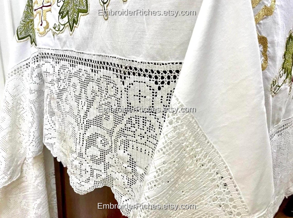 Hand-embroidered Linen Altar Cloth: Religious Christian Communion Table ...