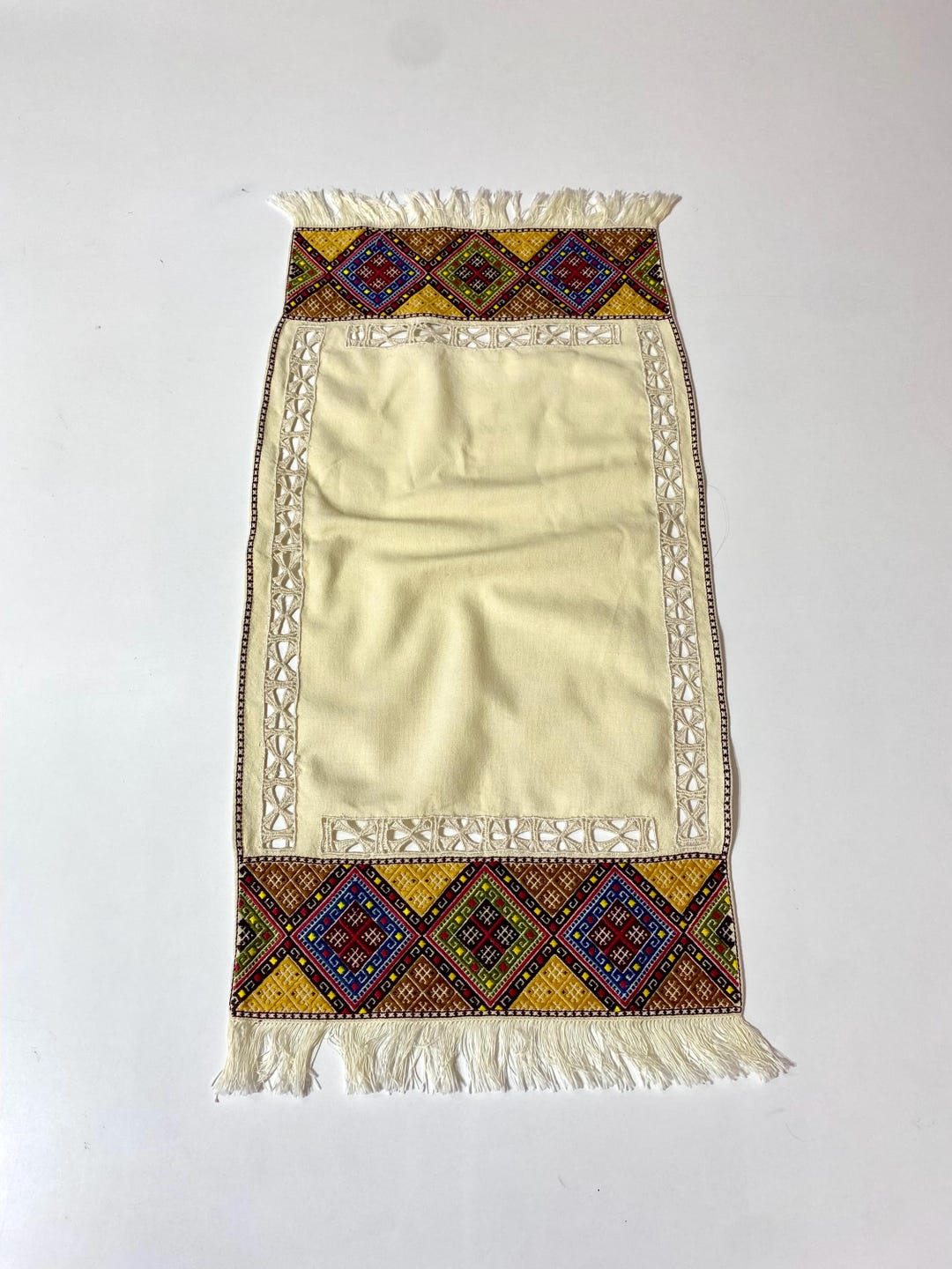 Greek Rare Hand Embroidery, Cretan Folk Handmade Needlework Runner ...