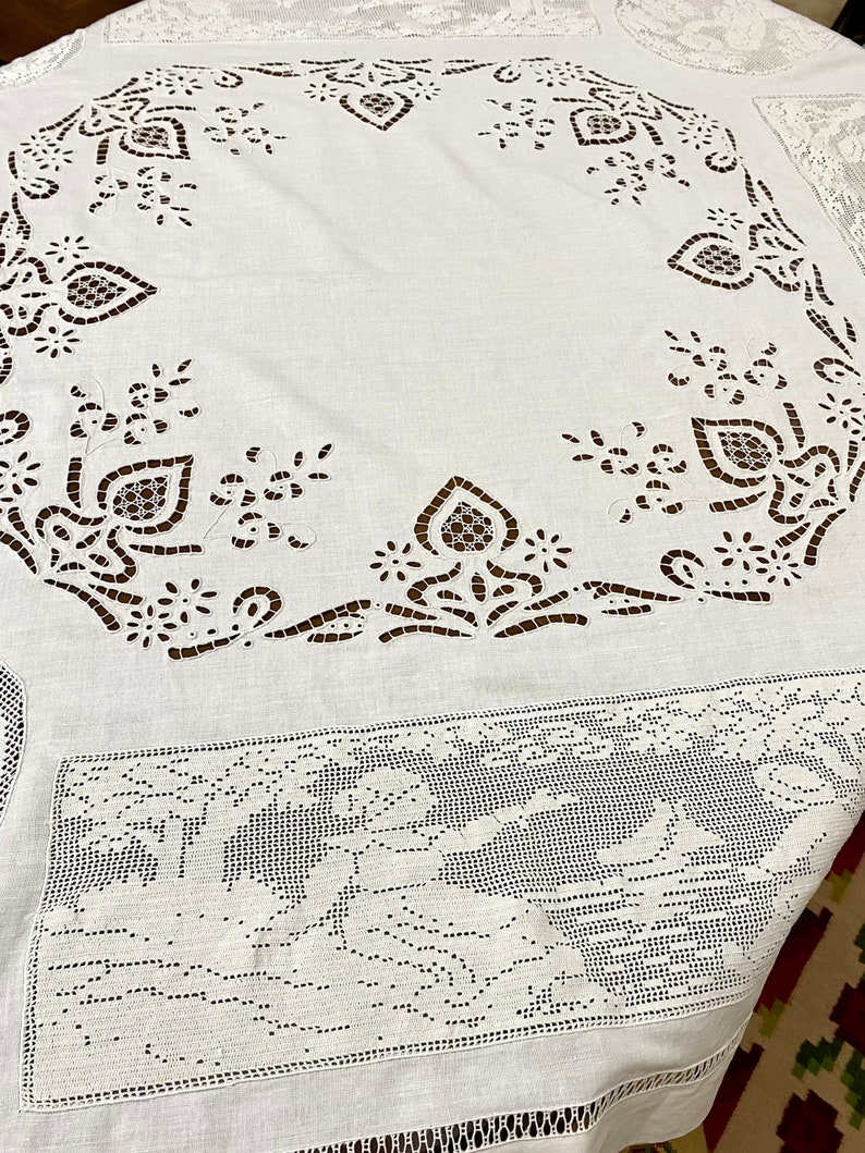 Classical Handmade Tablecloth, Cutwork Richelieu Vintage Dining Table ...