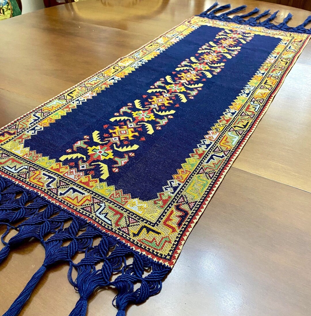 1960s Handmade Embroidery Runner, Hand Embroidered Textile, Antique ...