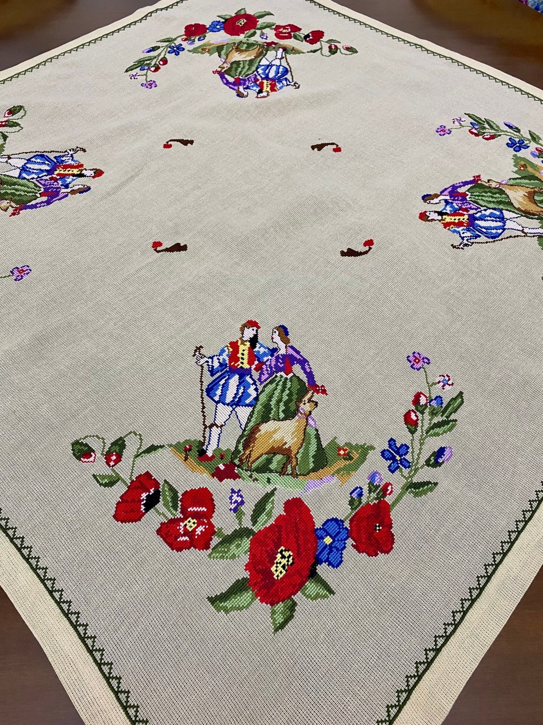 Traditional Greek Embroidered Tablecloth Handmade Ethnic Folk - Etsy