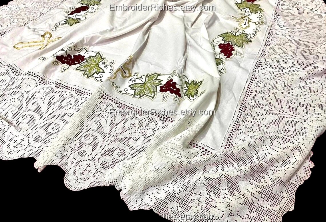 Hand-embroidered Linen Altar Cloth: Religious Christian Communion Table ...