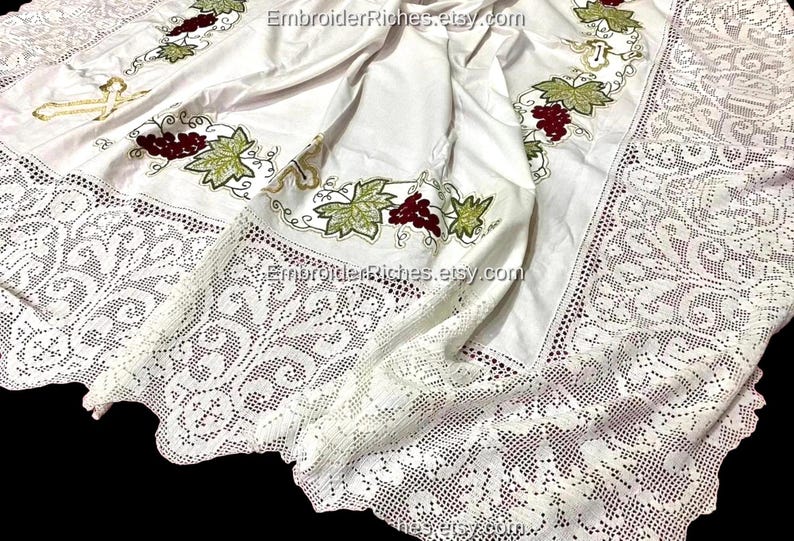 Hand-embroidered Linen Altar Cloth: Religious Christian Communion Table ...