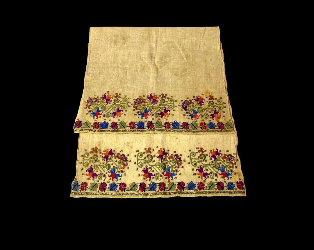 Antique Greek Embroidered Linen Table Runner, Northern Folk Textile ...