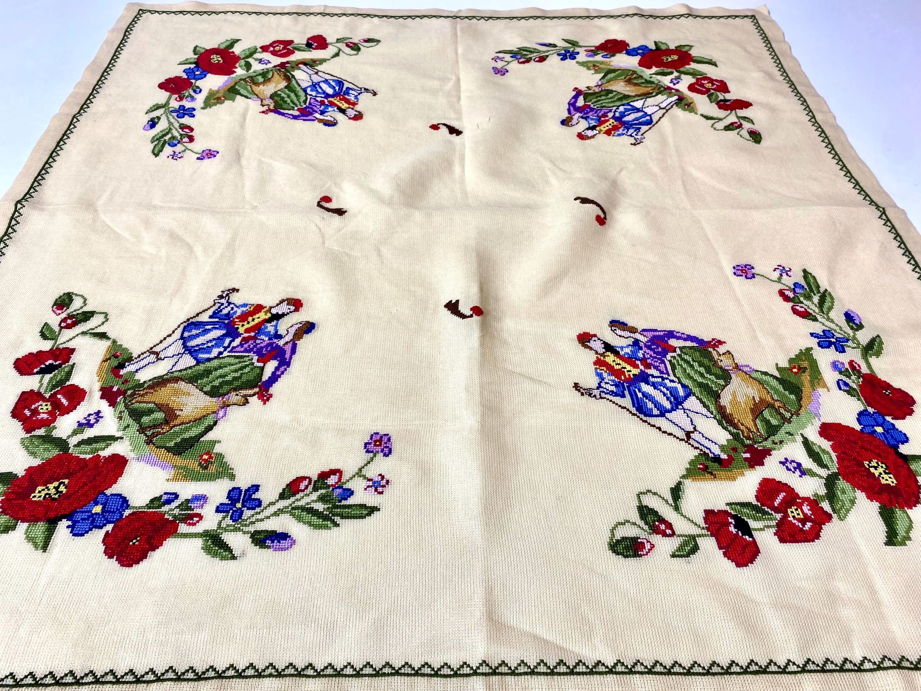 Traditional Greek Embroidered Tablecloth, Handmade Ethnic Folk Table ...