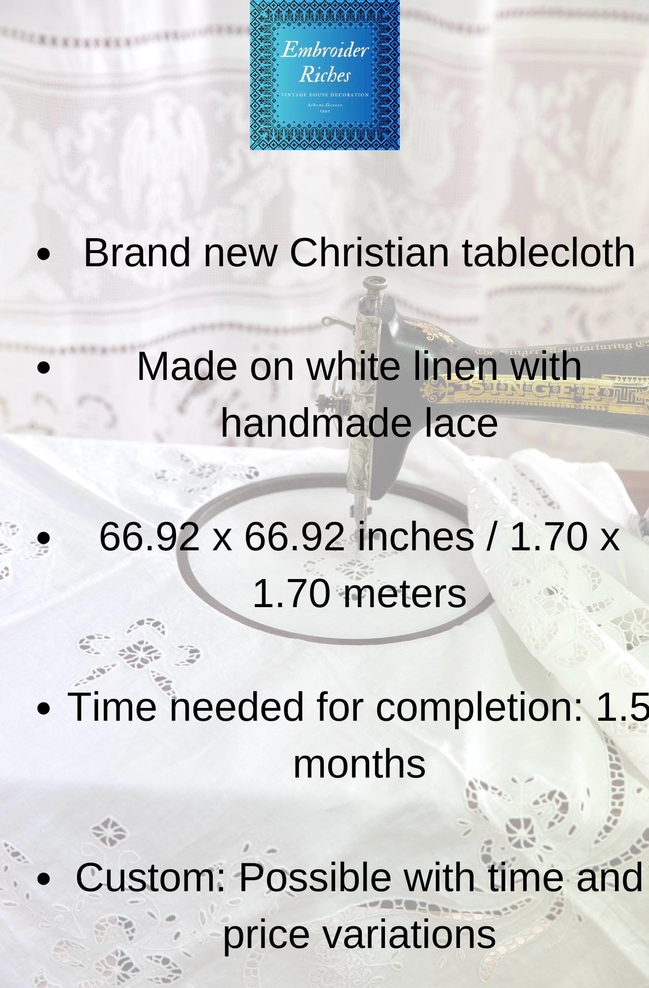 Hand-embroidered Linen Altar Cloth: Religious Christian Communion Table ...
