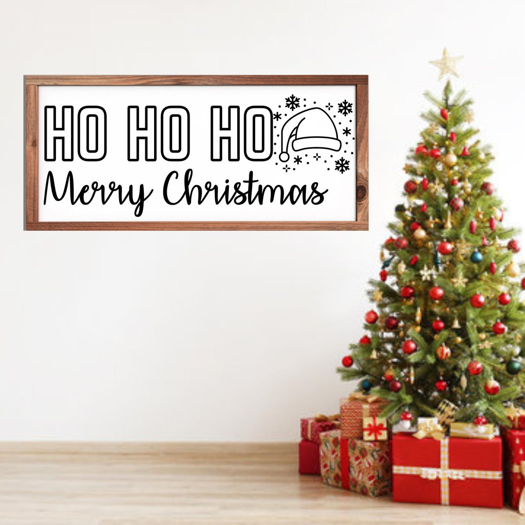 Ho Ho Ho Merry Christmas Wooden Sign for Home, Framed Wood Christmas ...