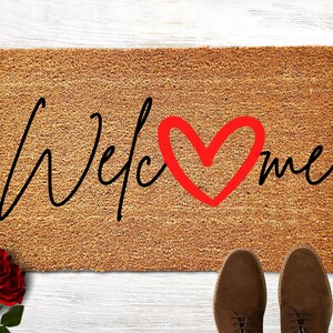 Welcome Mat With Heart, Valentines Doormat, Valentines Day Decor ...