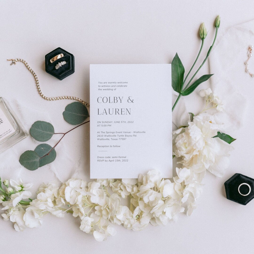 Simple Modern Wedding Invitation Template - Etsy