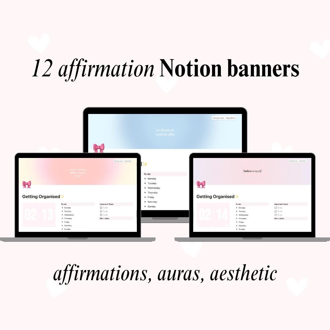 12 Aura Affirmation Notion Banners Positive & Aesthetic Notion Backgrounds - Etsy