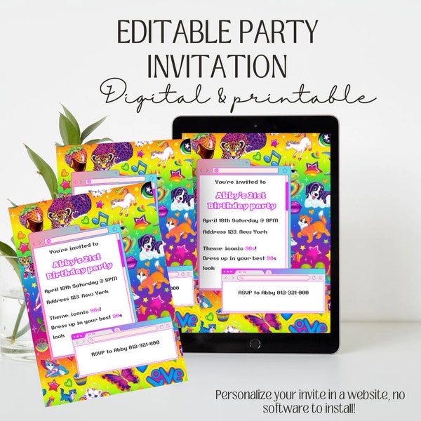 Lisa Frank Invitations - Etsy