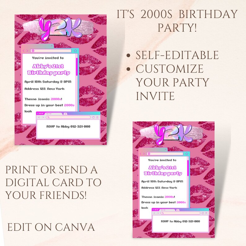 Y2K Party Invitation 2000s Birthday Throwback Birthday - Etsy