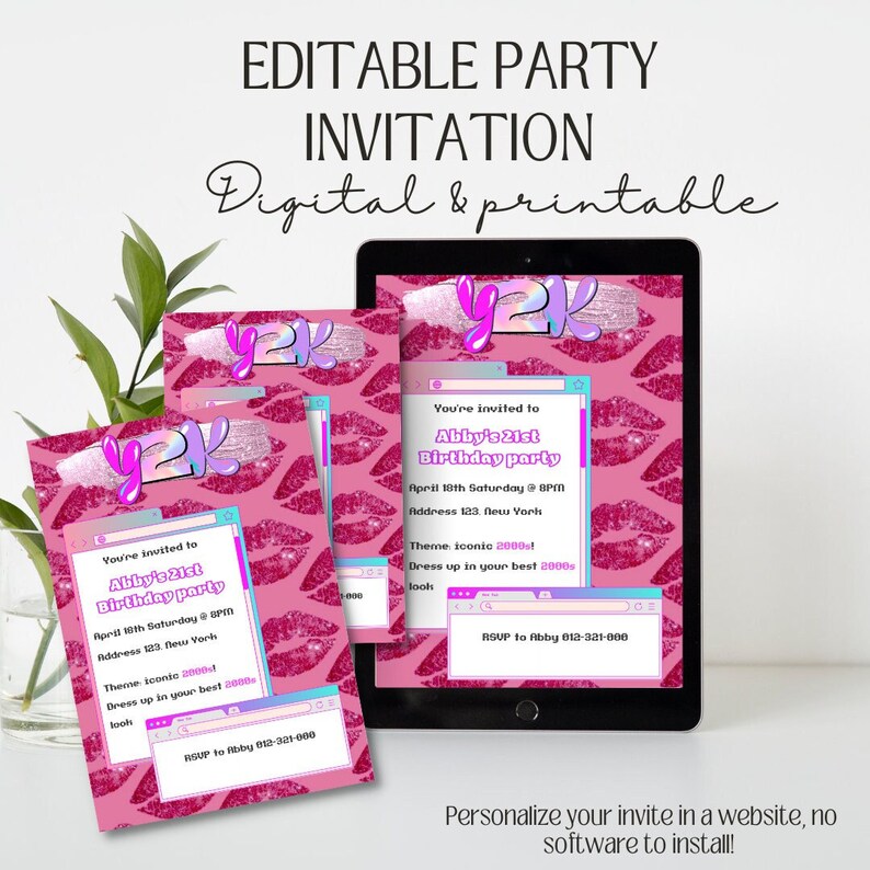 Y2K Party Invitation 2000s Birthday Throwback Birthday Party Invite ...