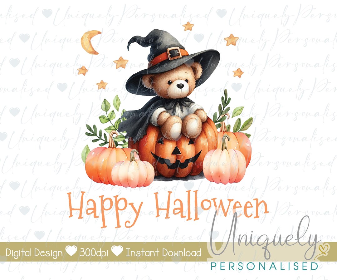 Halloween Clipart, Witch, Teddy Bear, Digital Download, Transparent Png ...
