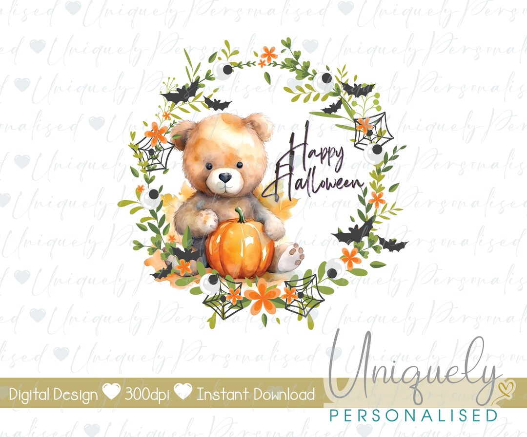 Halloween Clipart, Teddy Bear, Pumpkin, Digital Download, Transparent ...