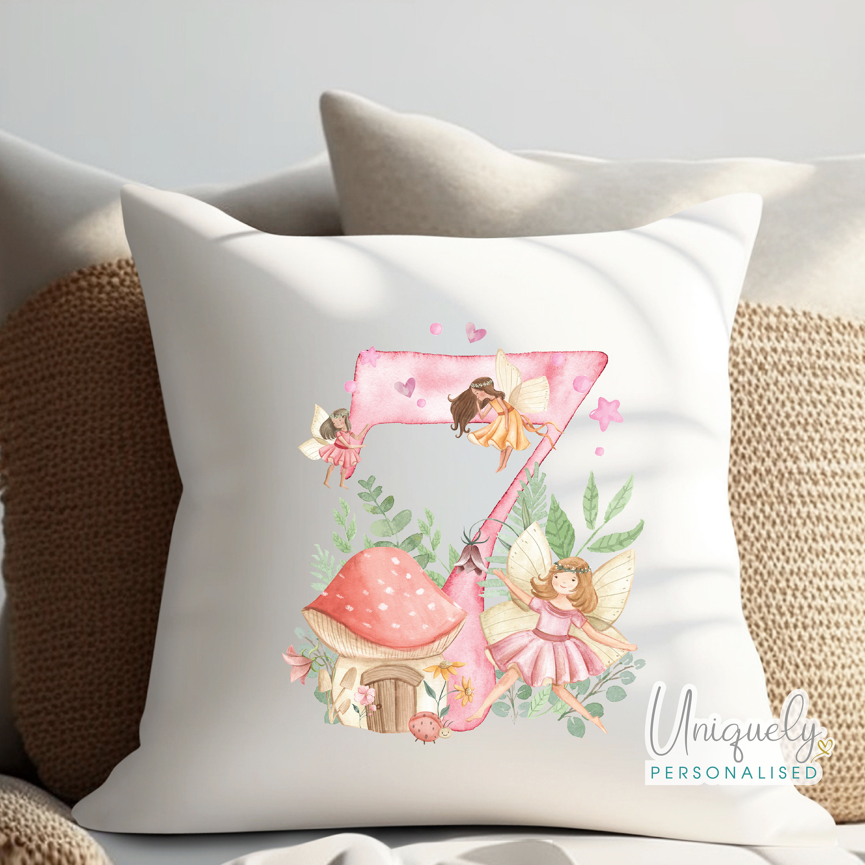 7th Birthday Girl Fairy Clipart, Pink Number One, Digital Download ...
