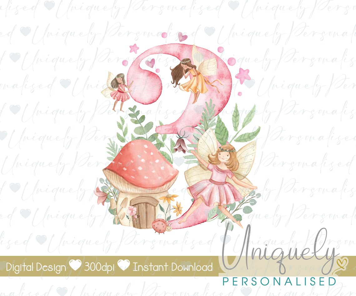 3rd Birthday Girl Fairy Clipart, Pink Number One, Digital Download ...