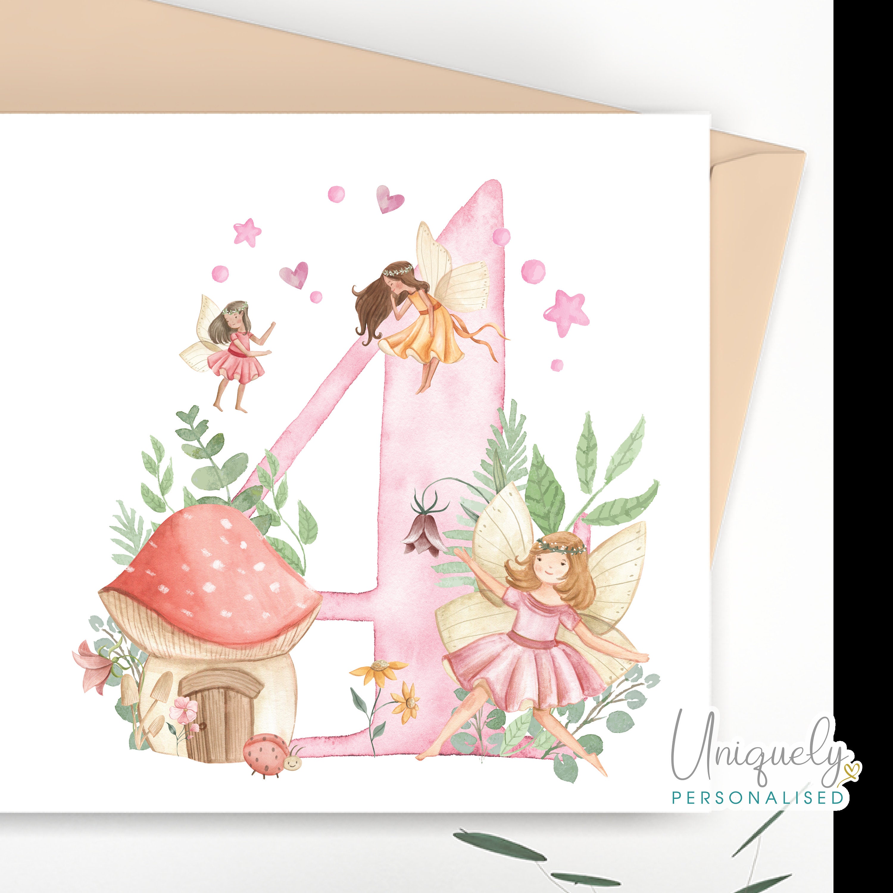 4rd Birthday Girl Fairy Clipart Pink Number Four Digital Download ...