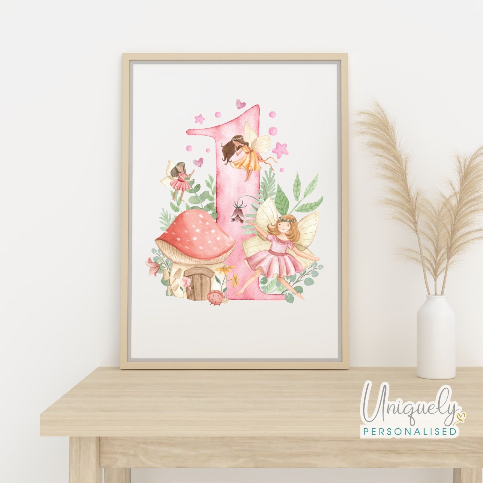 1st Birthday Girl Fairy Clipart, Pink Number One, Digital Download ...