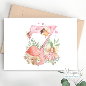 7th Birthday Girl Fairy Clipart, Pink Number One, Digital Download ...