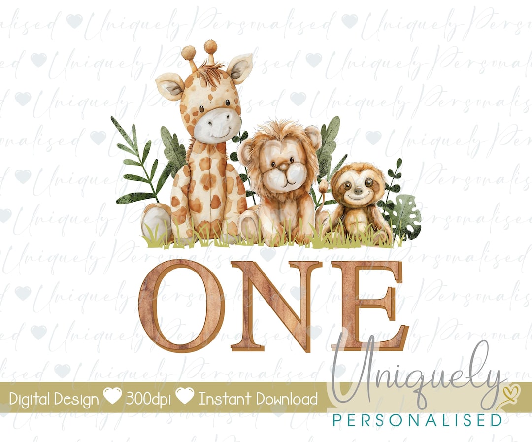 1st Birthday Safari Clipart, Number One, Digital Download, Transparent ...
