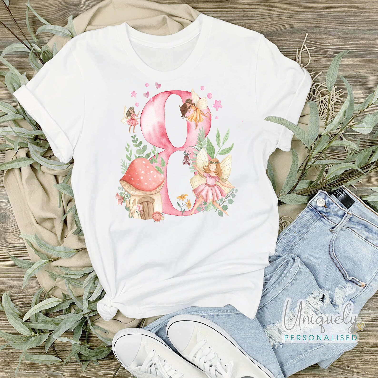 8th Birthday Girl Fairy Clipart, Pink Number Eight, Digital Download ...