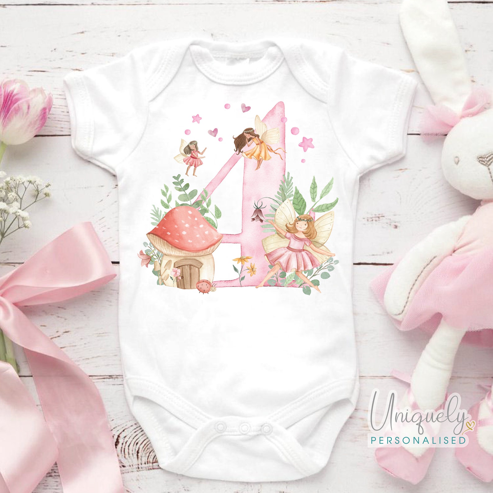 4rd Birthday Girl Fairy Clipart Pink Number Four Digital Download ...