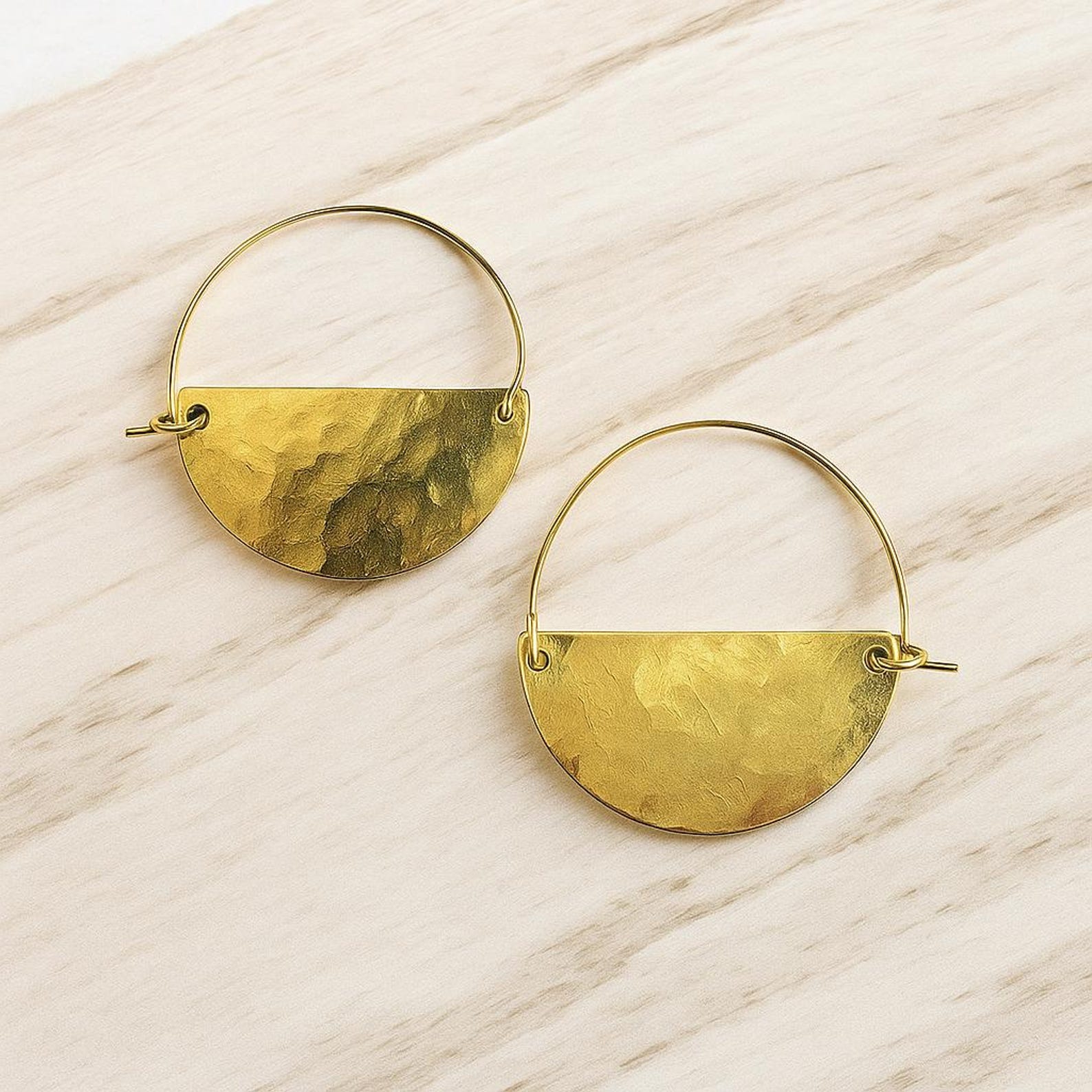 Golden Half Moon Hoop Earrings - Modern Statement Jewelry - Etsy